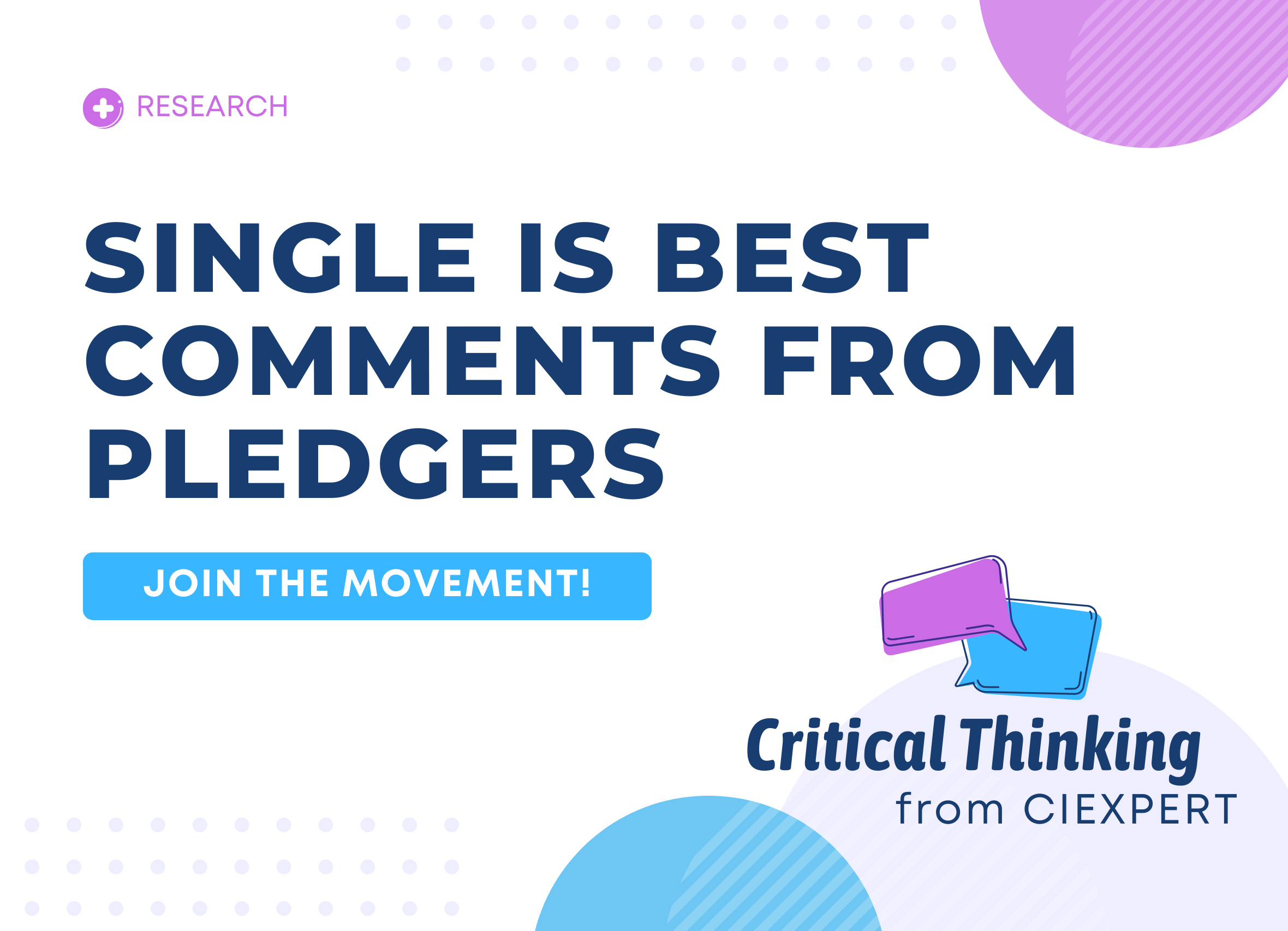 Critical Thinking Single is Best - comments from pledgers